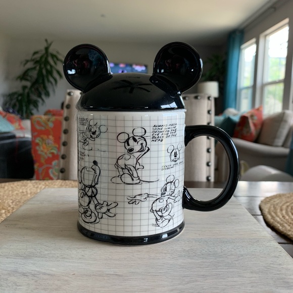 Disney | Dining | Mickey Mouse Mug With Ear Topper Lid | Poshmark